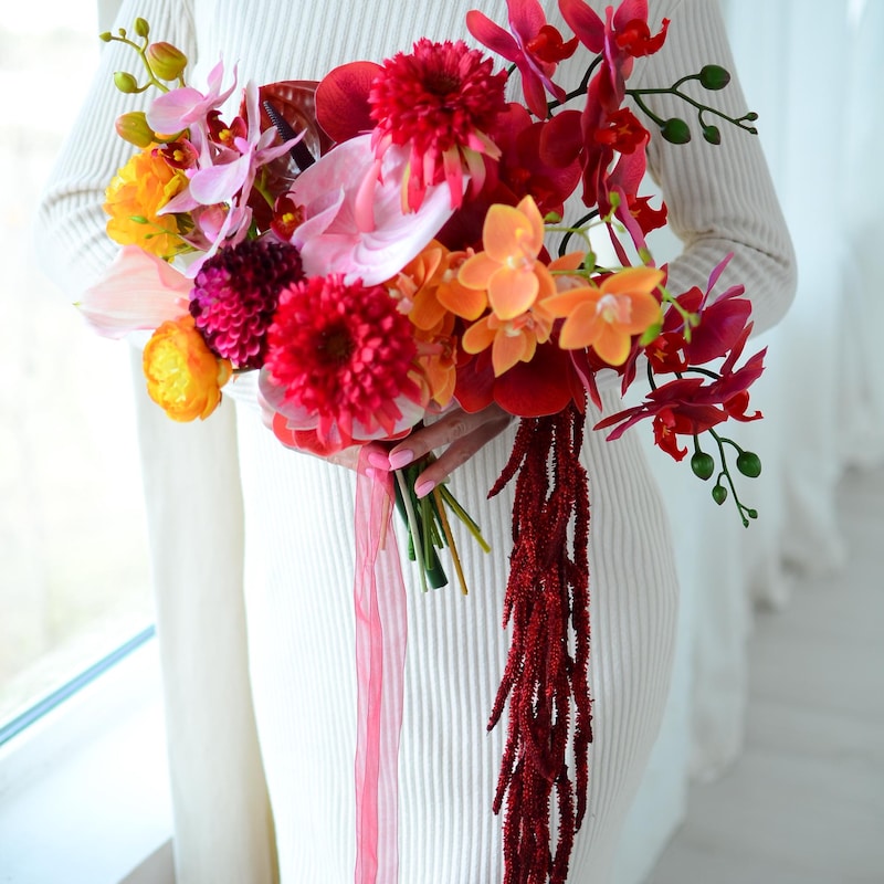 Fake Orchid Bouquet Bride - Etsy