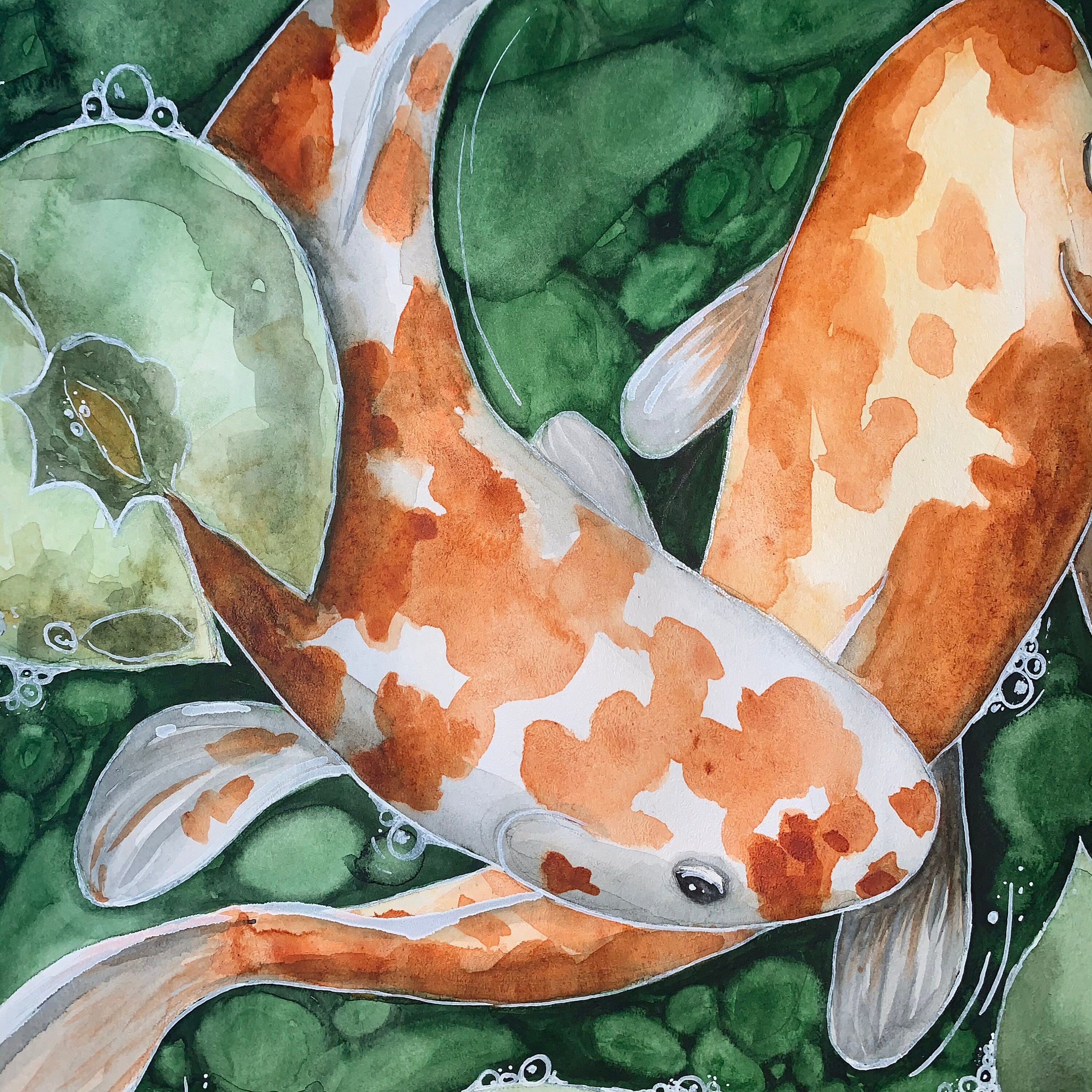 Koi Fish Painting Original Art Watercolor Feng Shui Koi Carp | Etsy