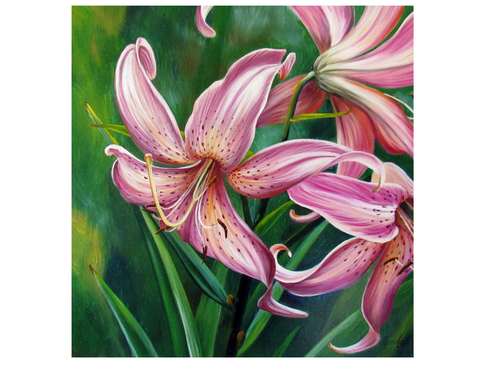 Pink Lilies Oil Painting Original Art Modern Botanical | Etsy