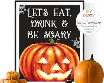 Kids Halloween Party Eat Drink and Be Scary Printable - Etsy