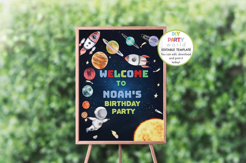 Editable Space Welcome Sign Space Party Welcome Sign DIY - Etsy