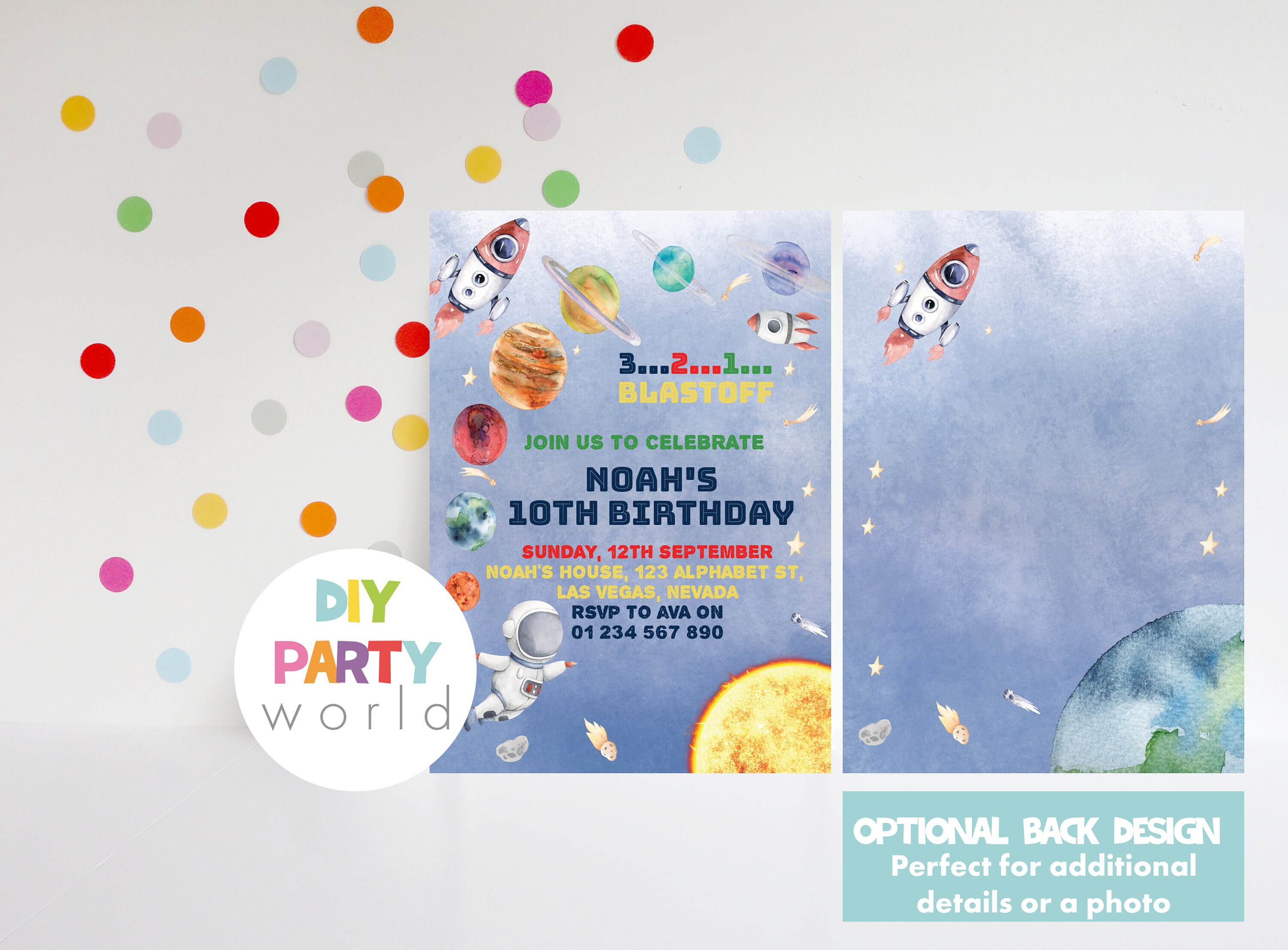 Editable Solar System Birthday Invitation, Printable Space Theme Invite ...