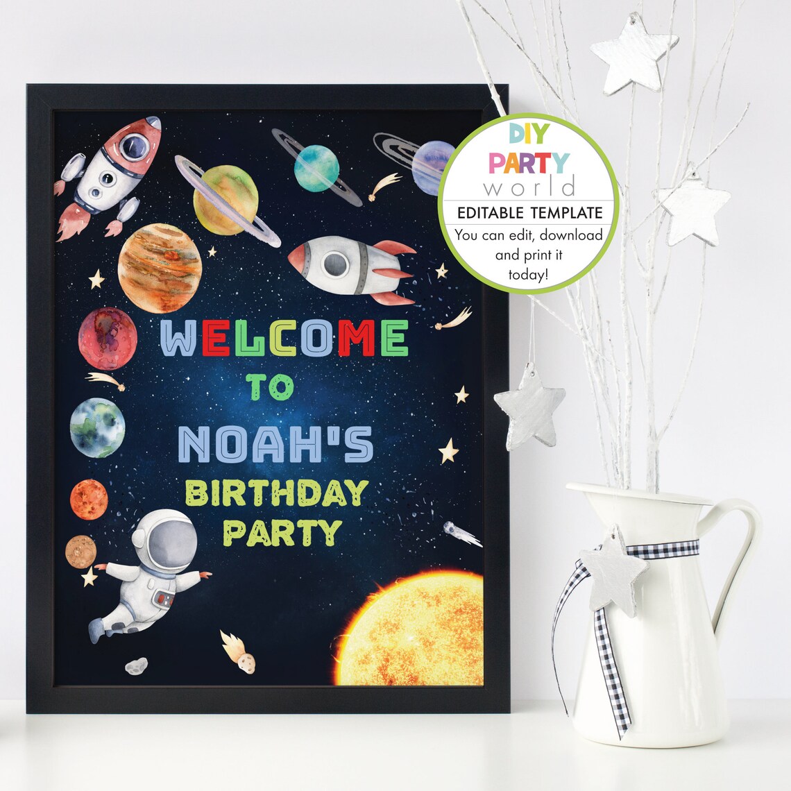 Editable Space Welcome Sign Space Party Welcome Sign DIY - Etsy