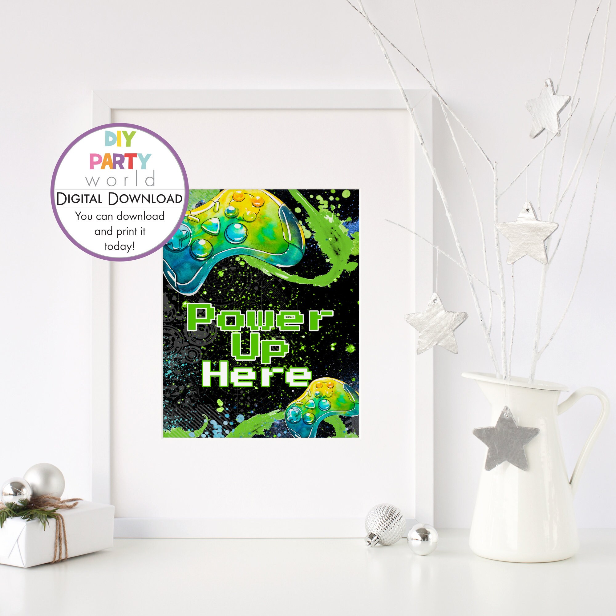 Gaming Party Power up Sign, Printable Gamer Party Food Sign Decor ...