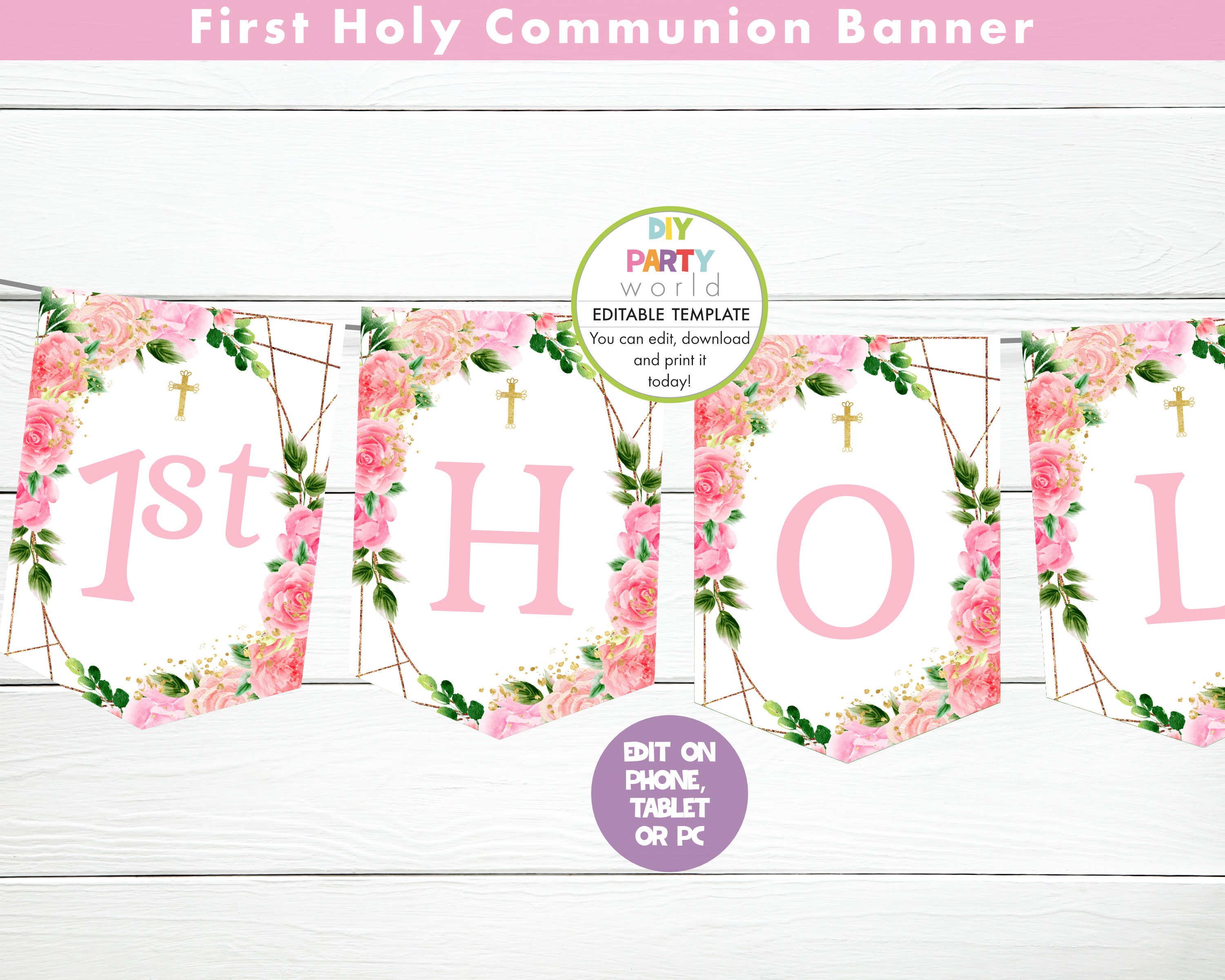 First Communion Banner Printable Templates
