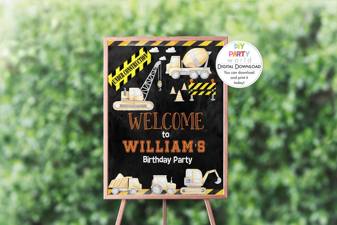 Editable Construction Welcome Sign Printable Construction - Etsy