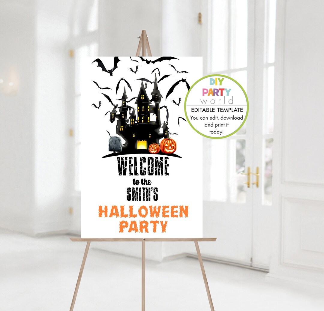 Editable Halloween Party Welcome Sign Halloween Welcome Sign - Etsy