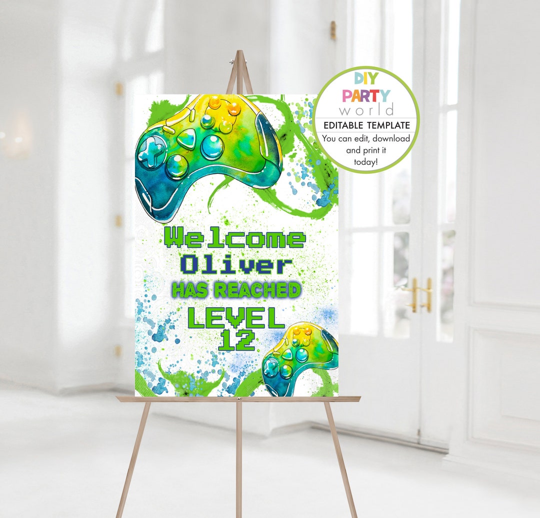 Editable Gaming Party Welcome Sign Gamer Birthday Party - Etsy