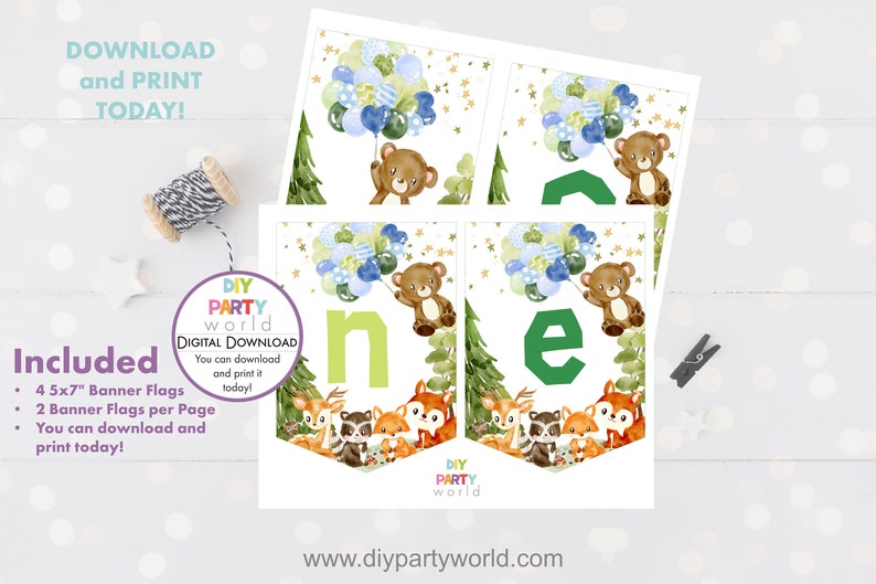 Printable Woodland Animals 1st Birthday High Chair Banner - Etsy