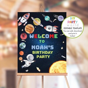 Editable Space Welcome Sign Space Party Welcome Sign DIY - Etsy