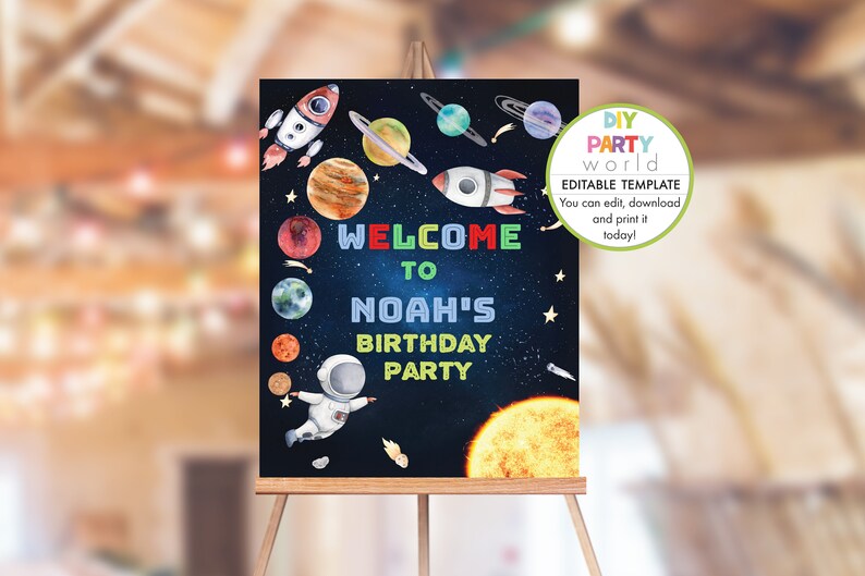 Editable Space Welcome Sign Space Party Welcome Sign DIY - Etsy