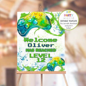 Editable Gaming Party Welcome Sign Gamer Birthday Party - Etsy