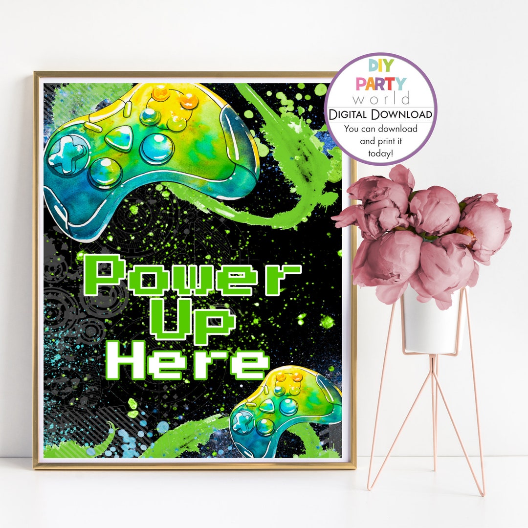 Gaming Party Power up Sign, Printable Gamer Party Food Sign Decor ...