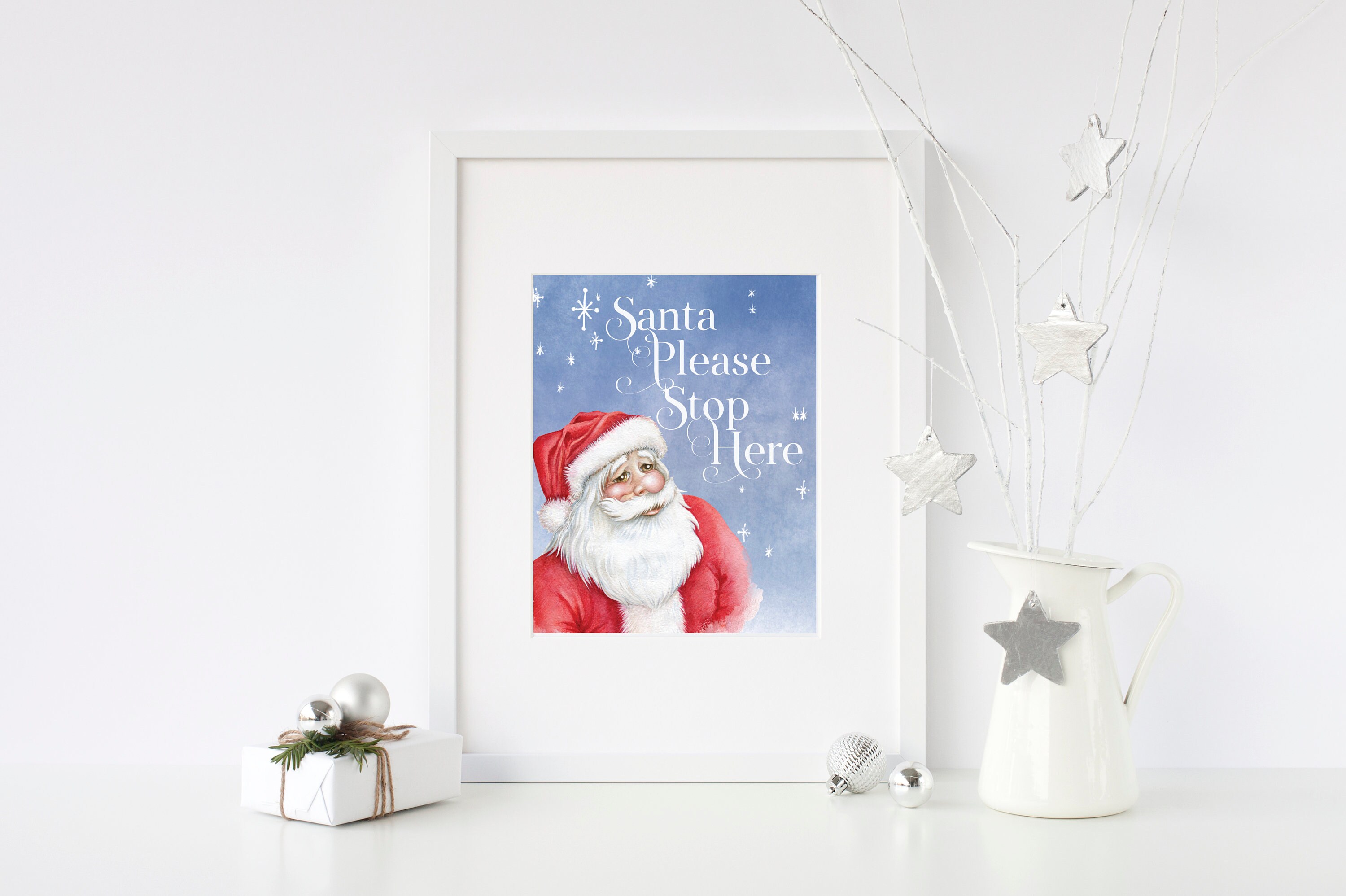Santa Please Stop Here Printable, Christmas Decorations, DIY Santa Sign ...