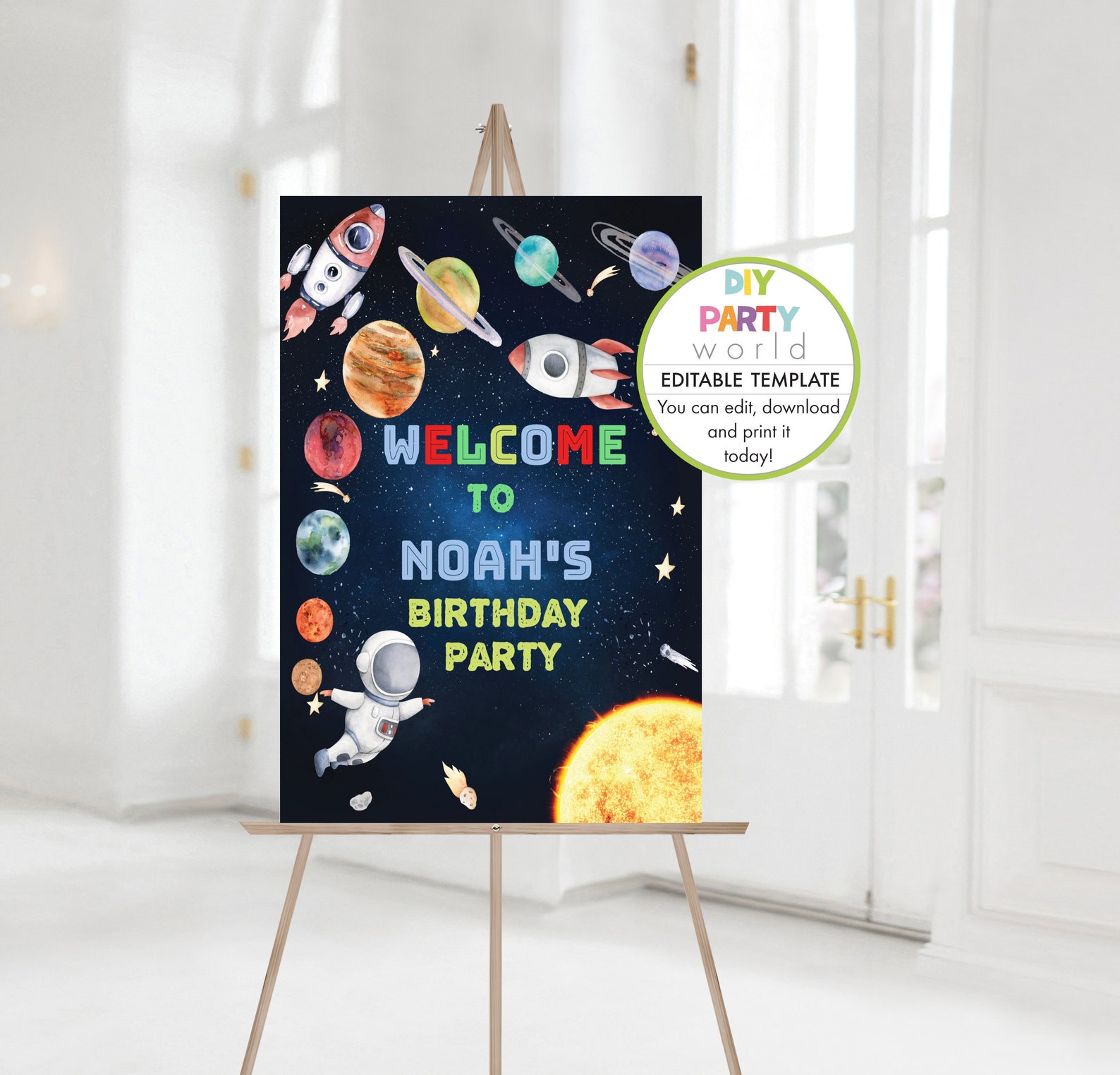 Editable Space Welcome Sign Space Party Welcome Sign DIY - Etsy