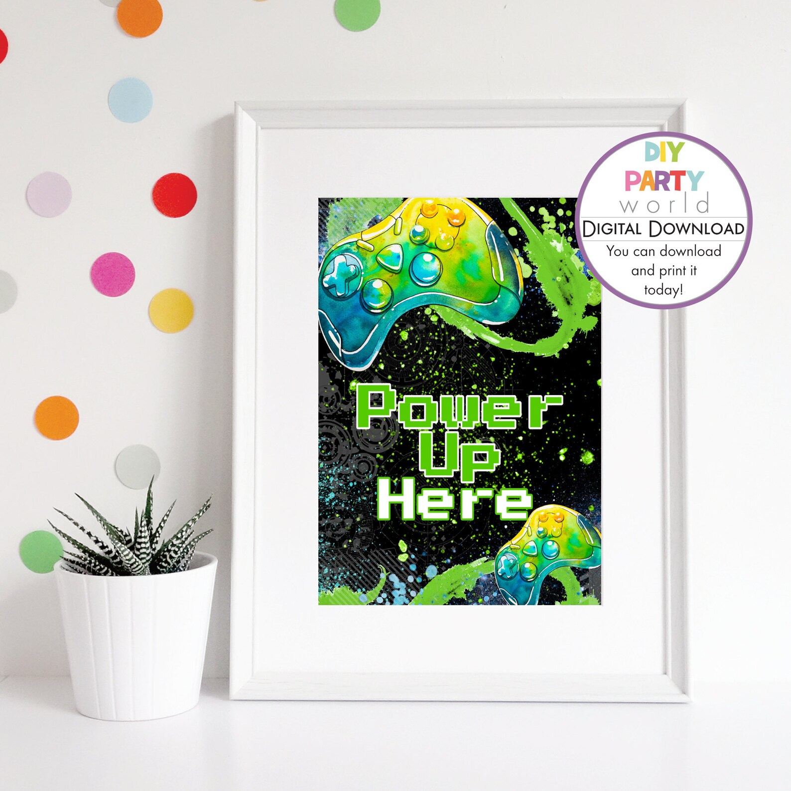 Gaming Party Power up Sign, Printable Gamer Party Food Sign Decor ...