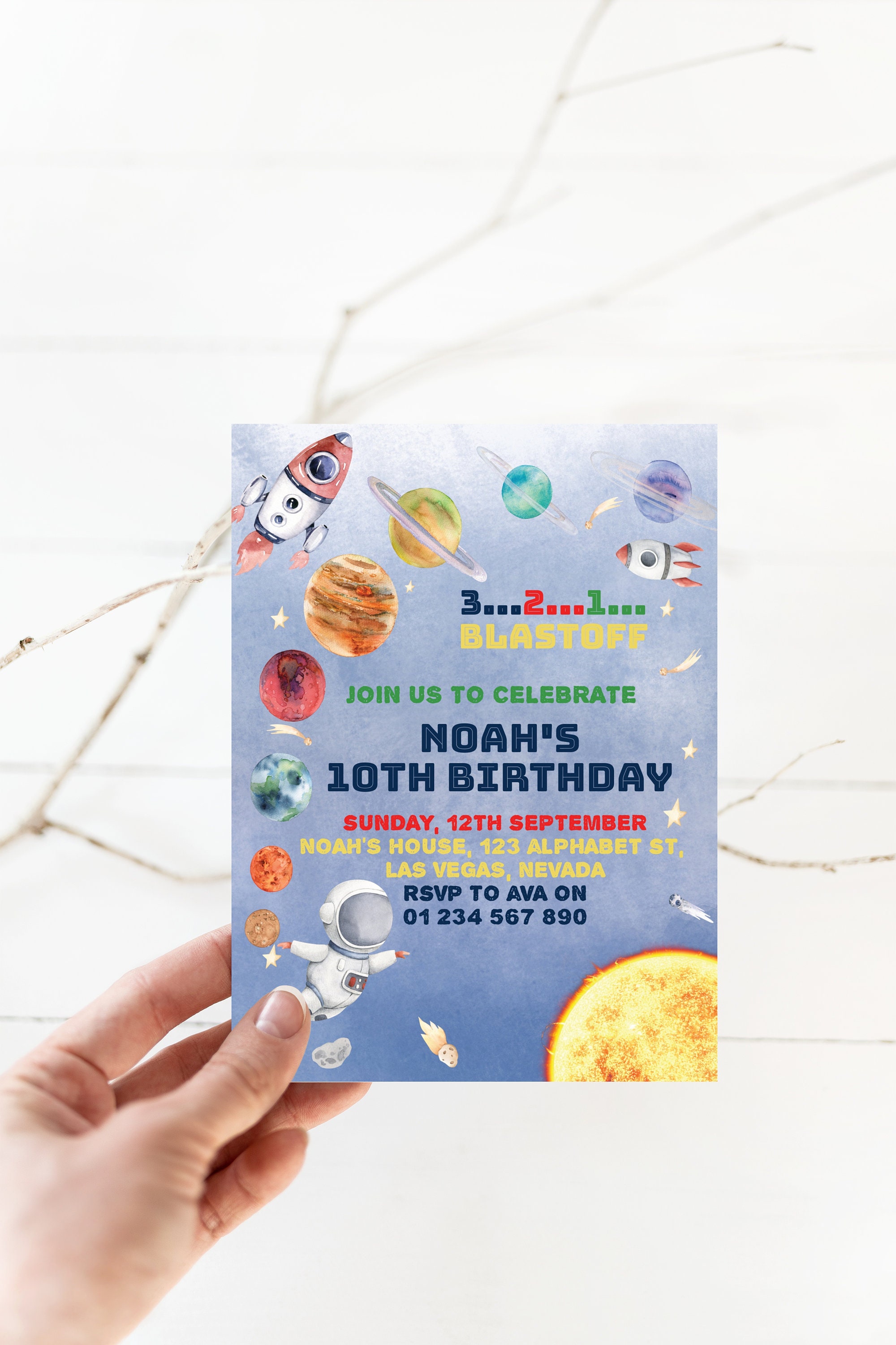 Editable Solar System Birthday Invitation, Printable Space Theme Invite ...