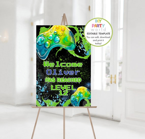 Editable Gamer Party Welcome Sign Gaming Birthday Party | Etsy