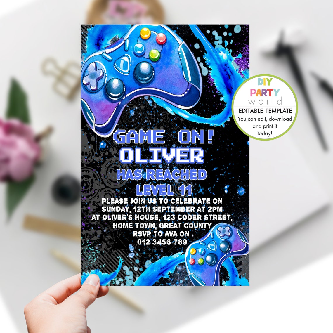 Editable Gamer Birthday Party Invitation Kids Computer Games | Etsy