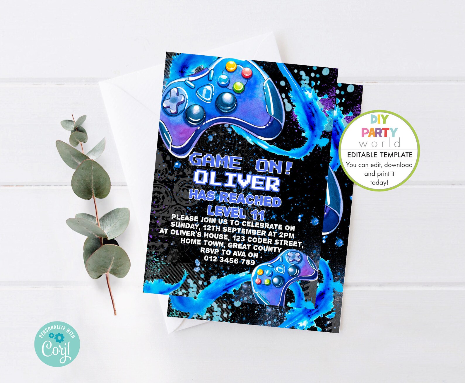 Editable Gamer Birthday Party Invitation Kids Computer Games | Etsy