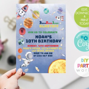Editable Solar System Birthday Invitation, Printable Space Theme Invite ...