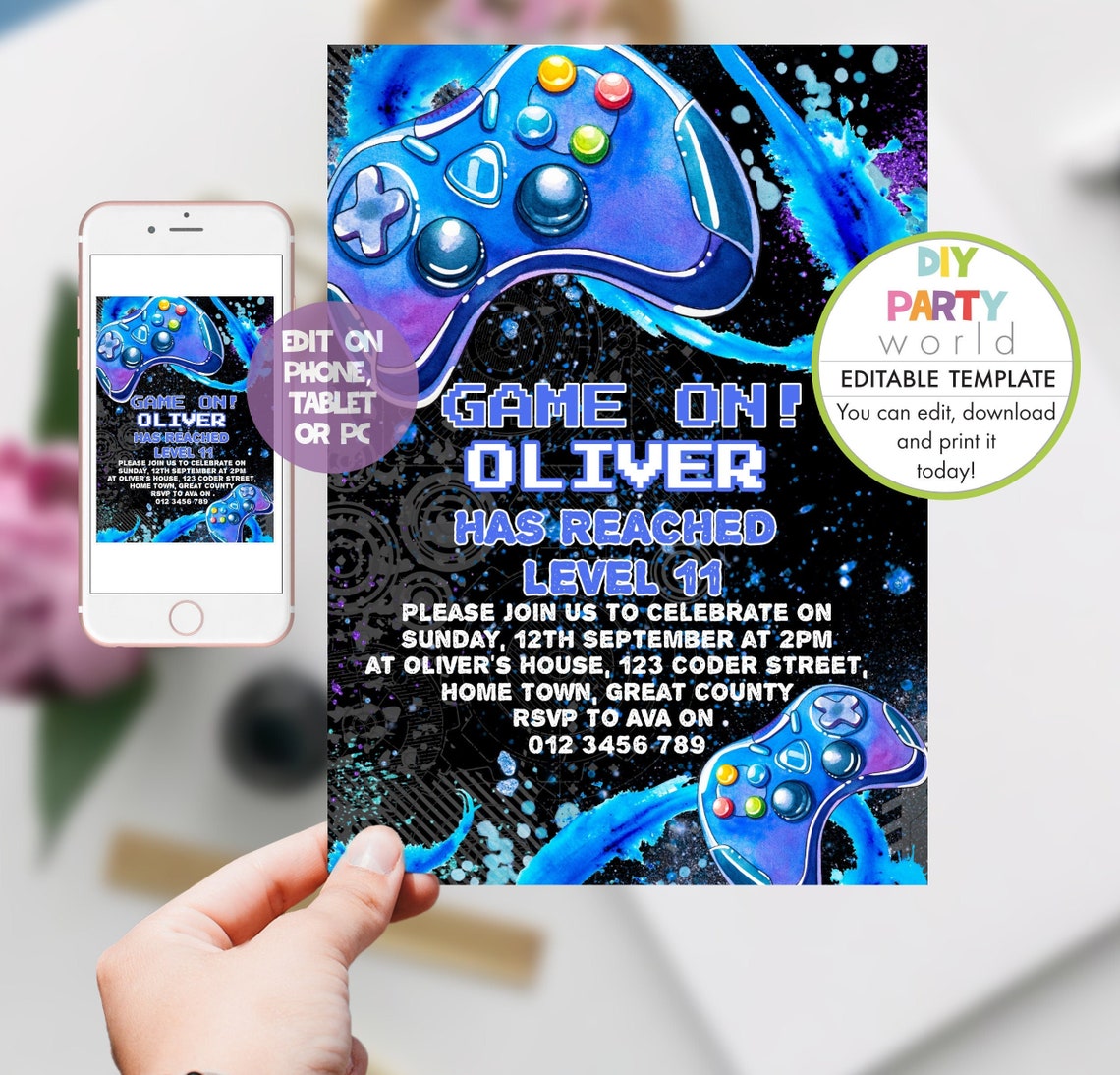 Editable Gamer Birthday Party Invitation Kids Computer Games | Etsy