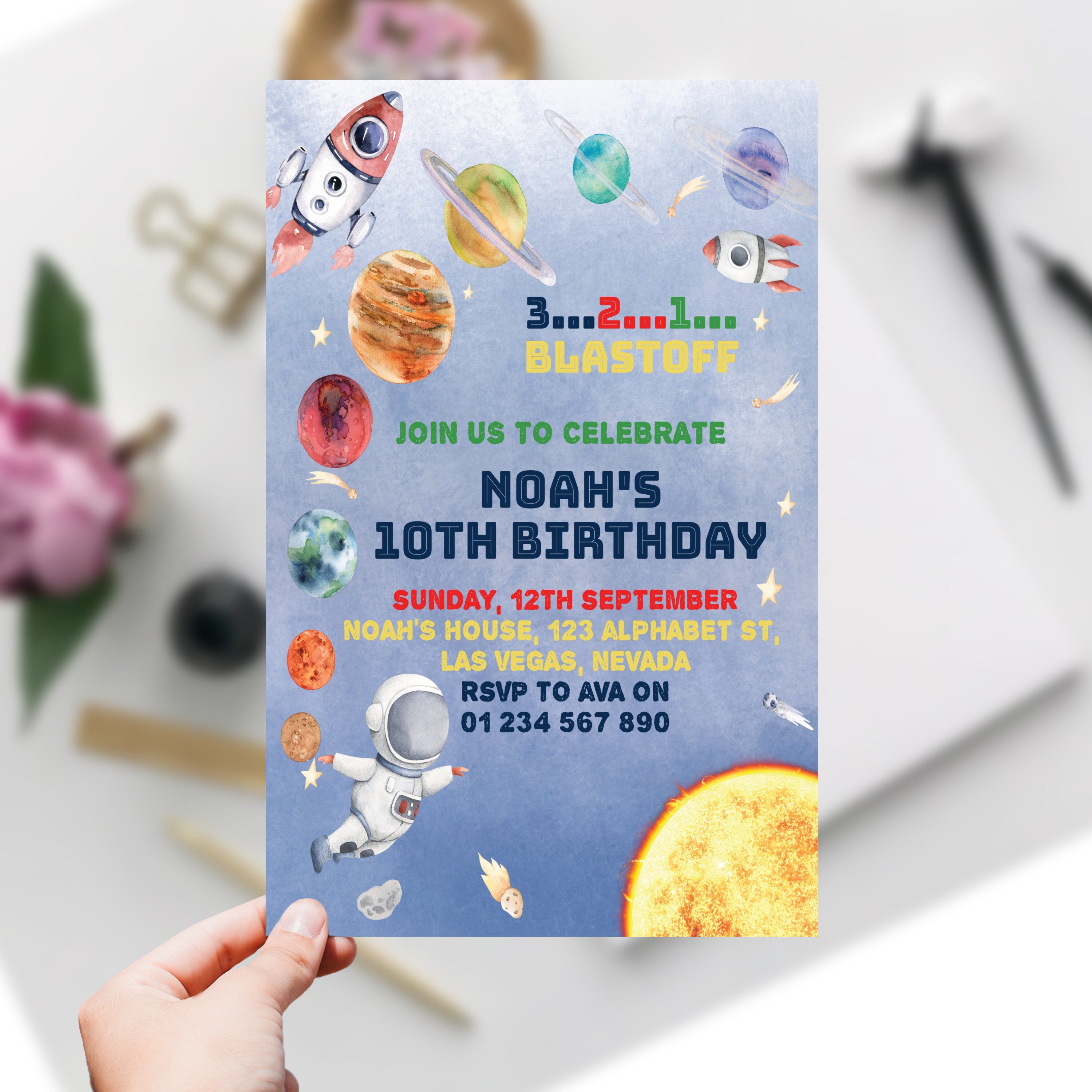 Editable Solar System Birthday Invitation, Printable Space Theme Invite ...
