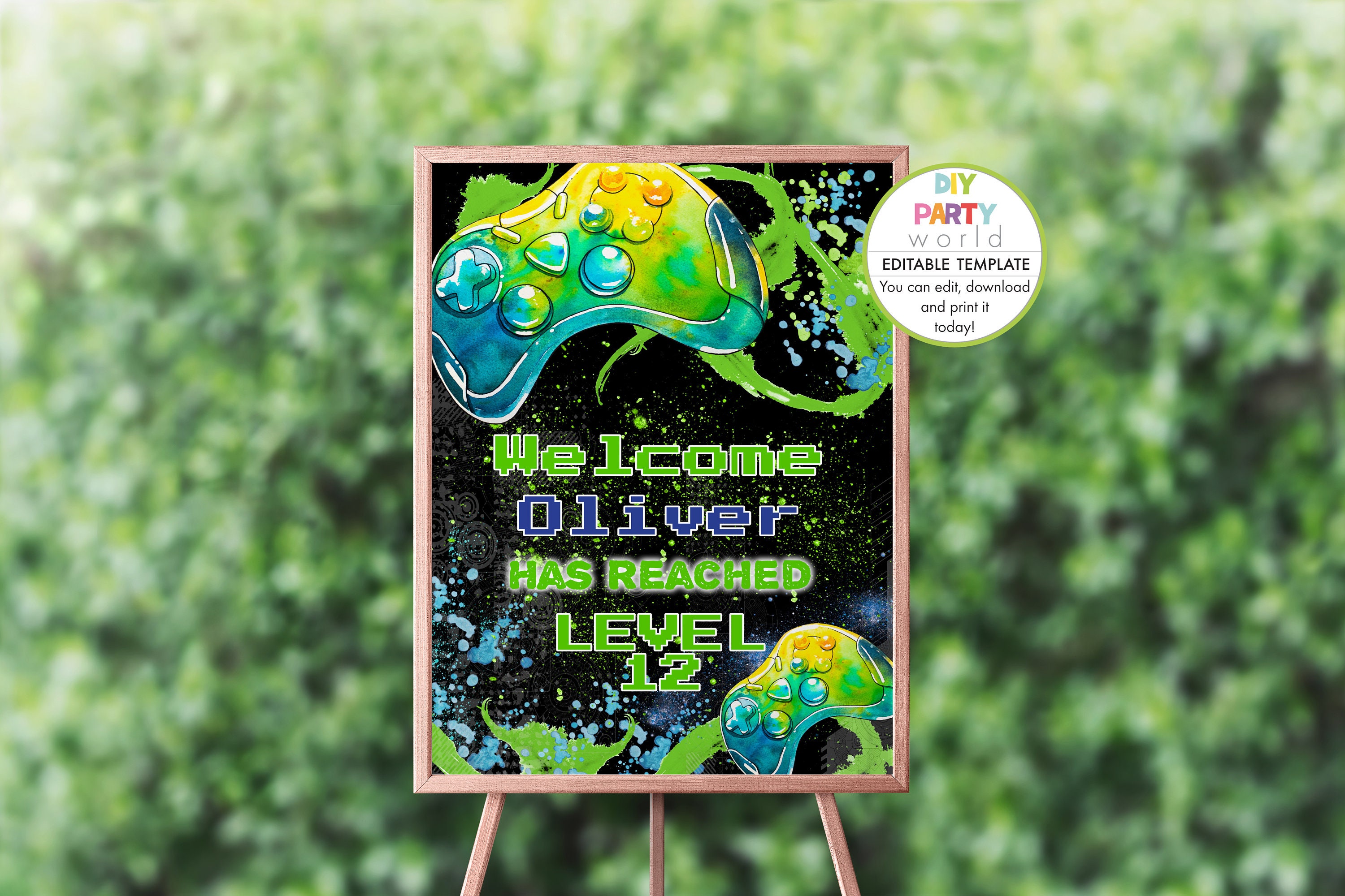 Editable Gamer Party Welcome Sign, Gaming Birthday Party Welcome Sign ...