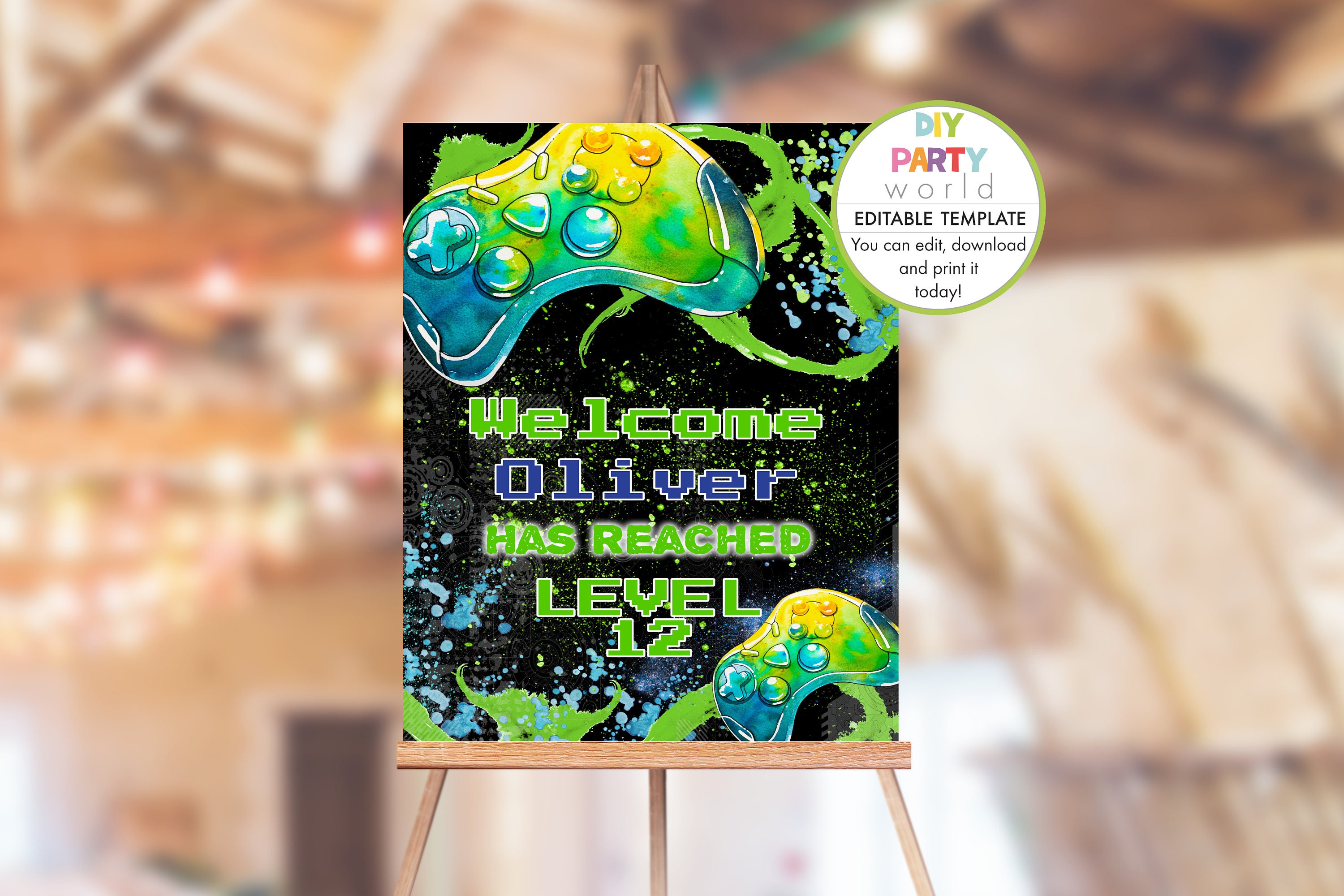 Editable Gamer Party Welcome Sign, Gaming Birthday Party Welcome Sign ...