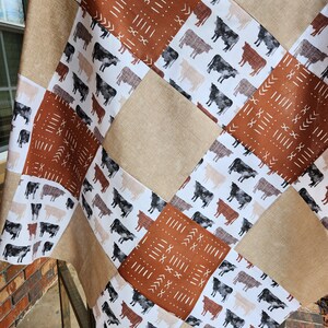 Personalized Cow Print Quilt, Boho Cow Quilt, Farm Quilt, Handmade Farm ...