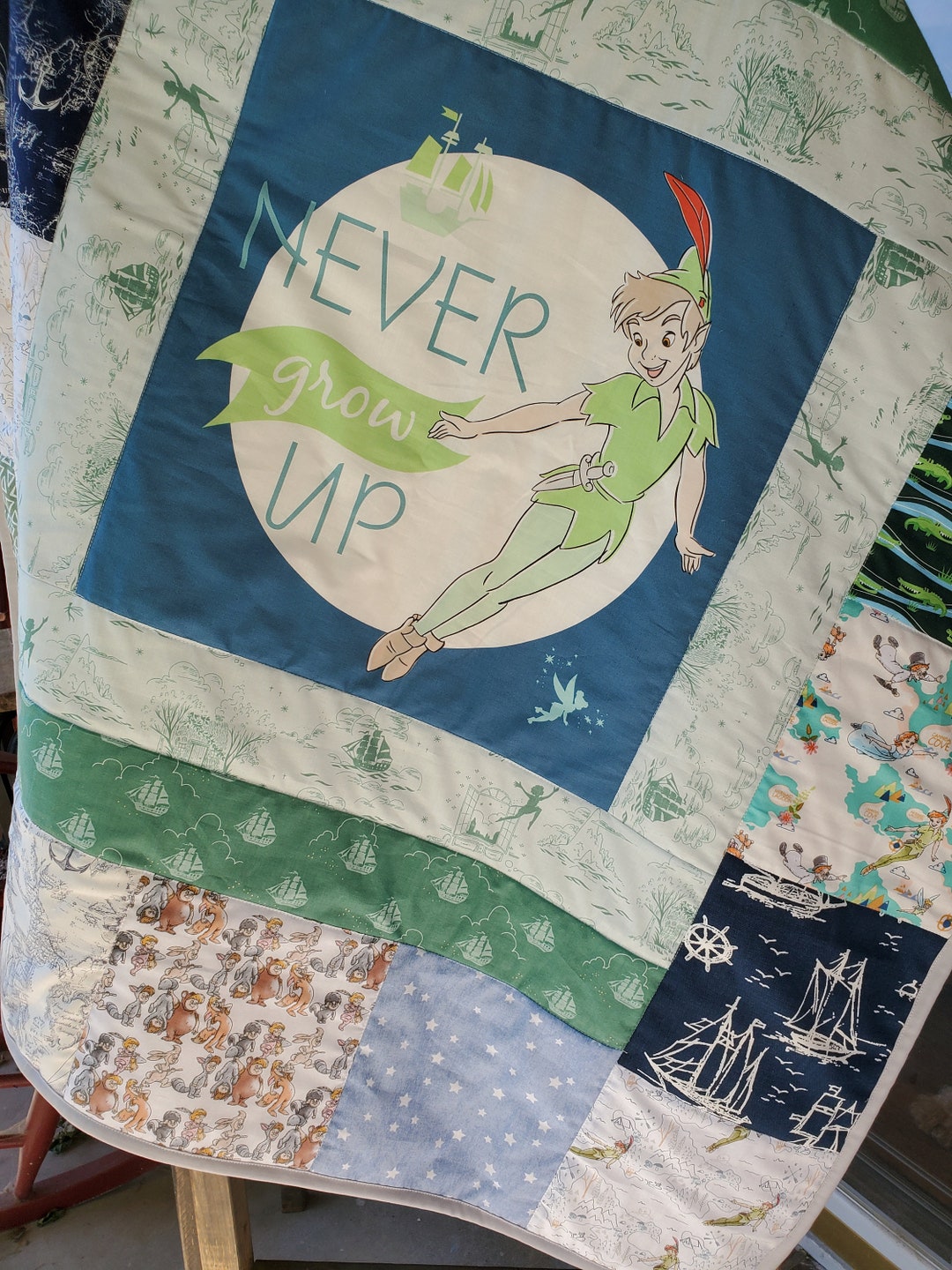 Peter Pan Baby Quilt, Handmade Patchwork Peter Pan Quilt, Patchwork ...