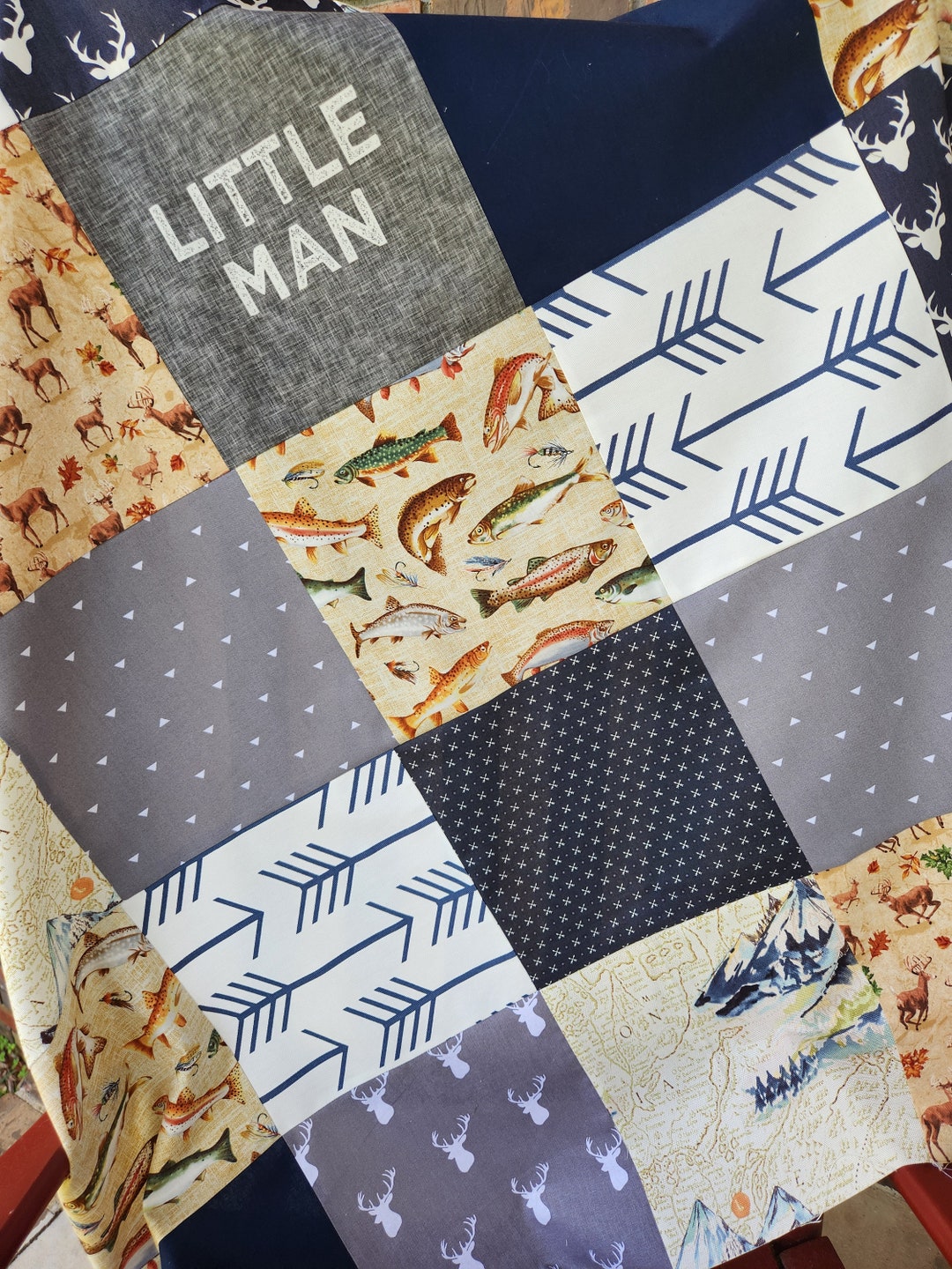 Unique Outdoor-themed Handmade Quilt for Little Hunters and Fishers ...