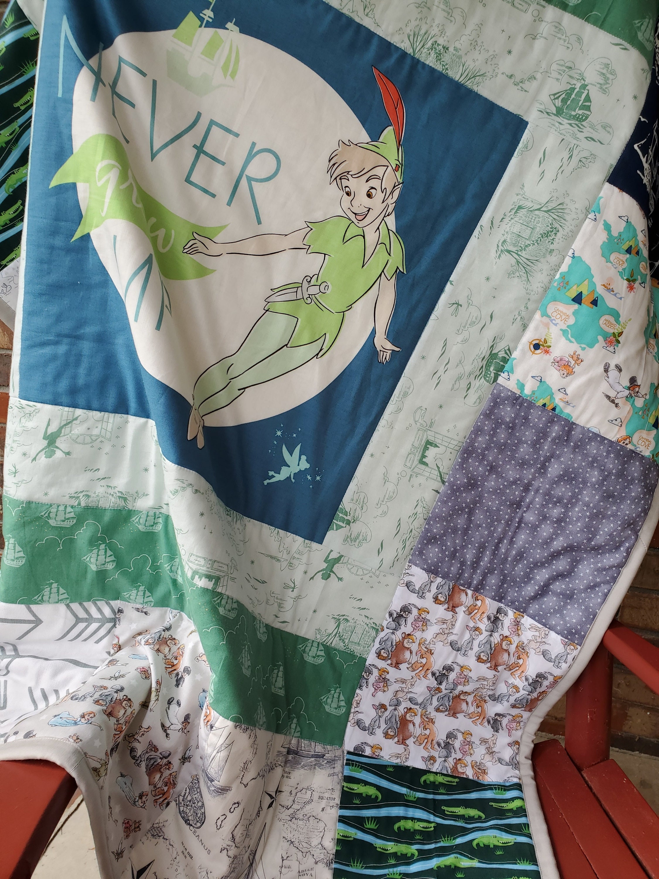 Peter Pan Baby Quilt Handmade Patchwork Peter Pan Quilt | Etsy