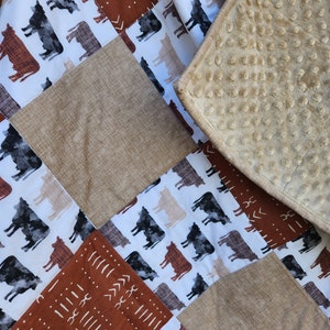 Personalized Cow Print Quilt, Boho Cow Quilt, Farm Quilt, Handmade Farm ...