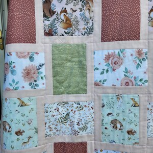 Unique Handmade Baby Girl Quilt - Woodland Floral Design in Earth Tone ...