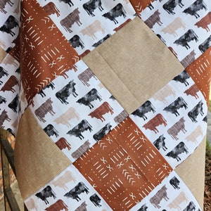 Personalized Cow Print Quilt, Boho Cow Quilt, Farm Quilt, Handmade Farm ...