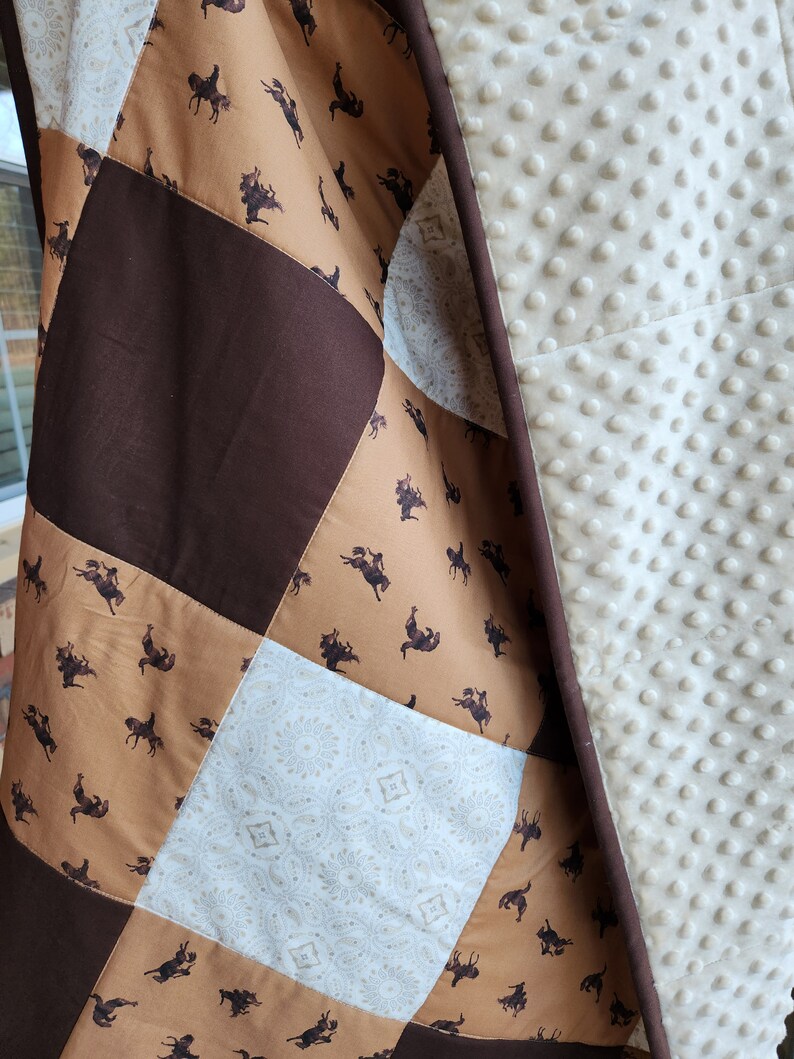Handmade Cowboy Baby Quilt, Western Patchwork, Minky Back - Etsy