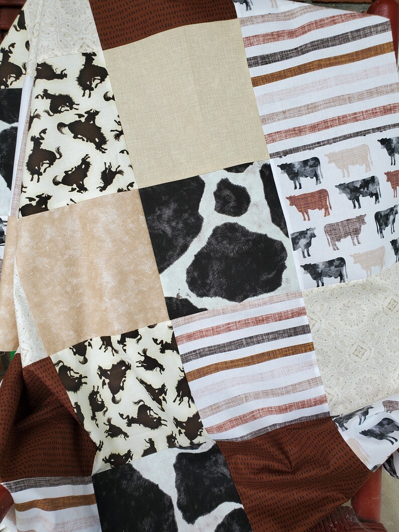 Personalized Cow Print Quilt Boho Cow Quilt Farm Quilt - Etsy