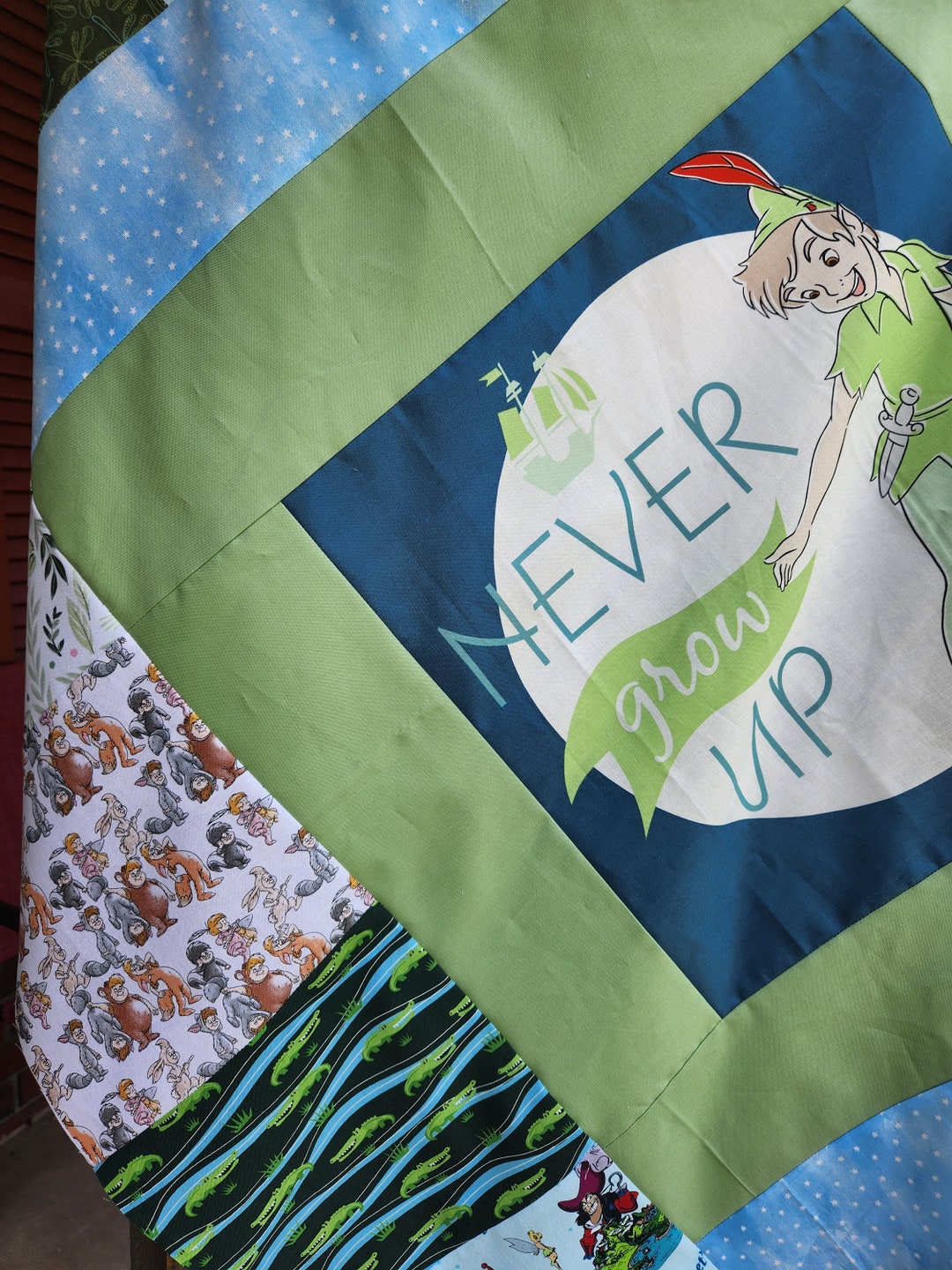 Peter Pan Baby Quilt, Handmade Patchwork Peter Pan Quilt, Patchwork ...