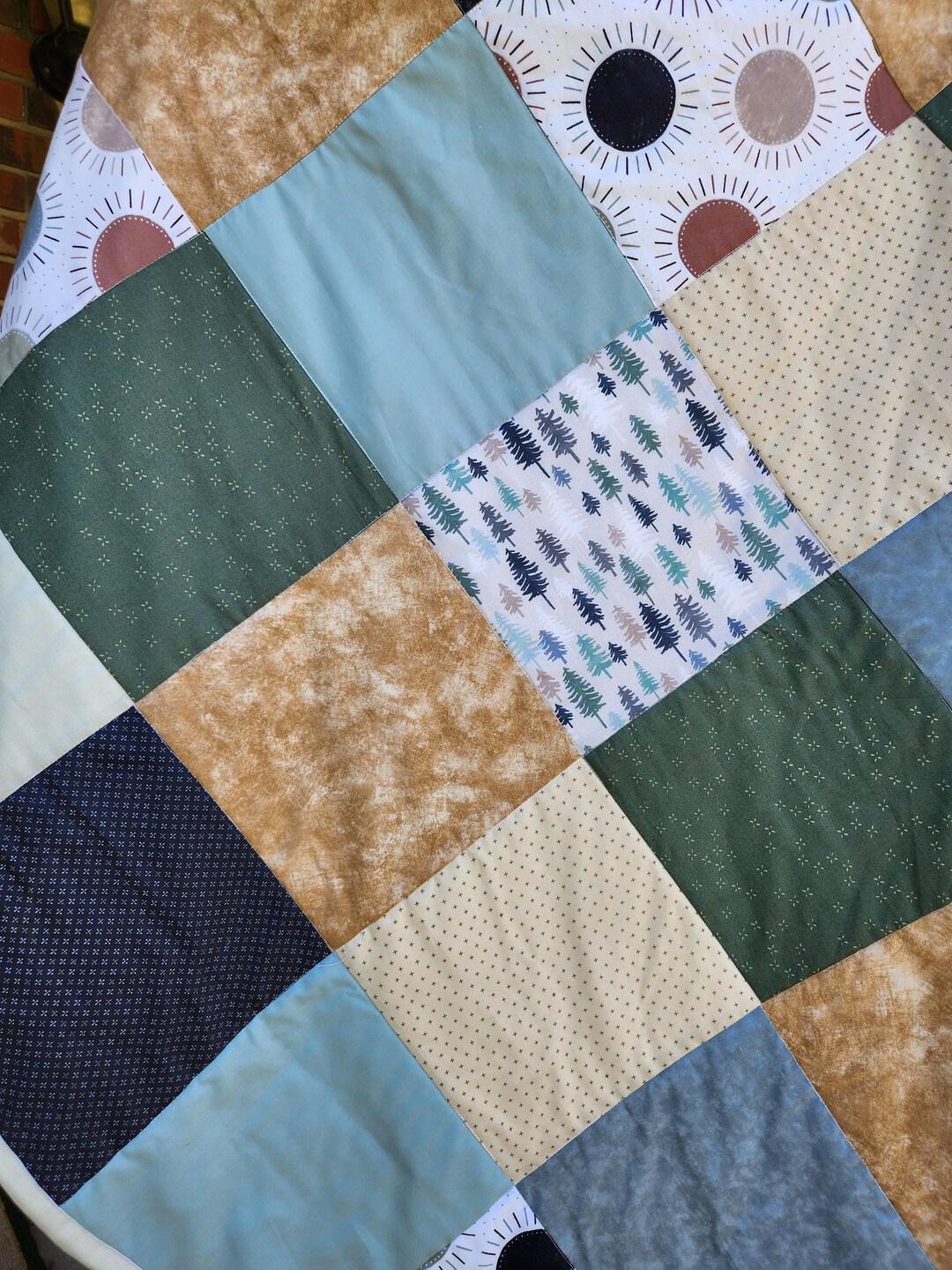 Rustic Woodland Handmade Earth Tone Patchwork Baby Quilt for a Boy ...