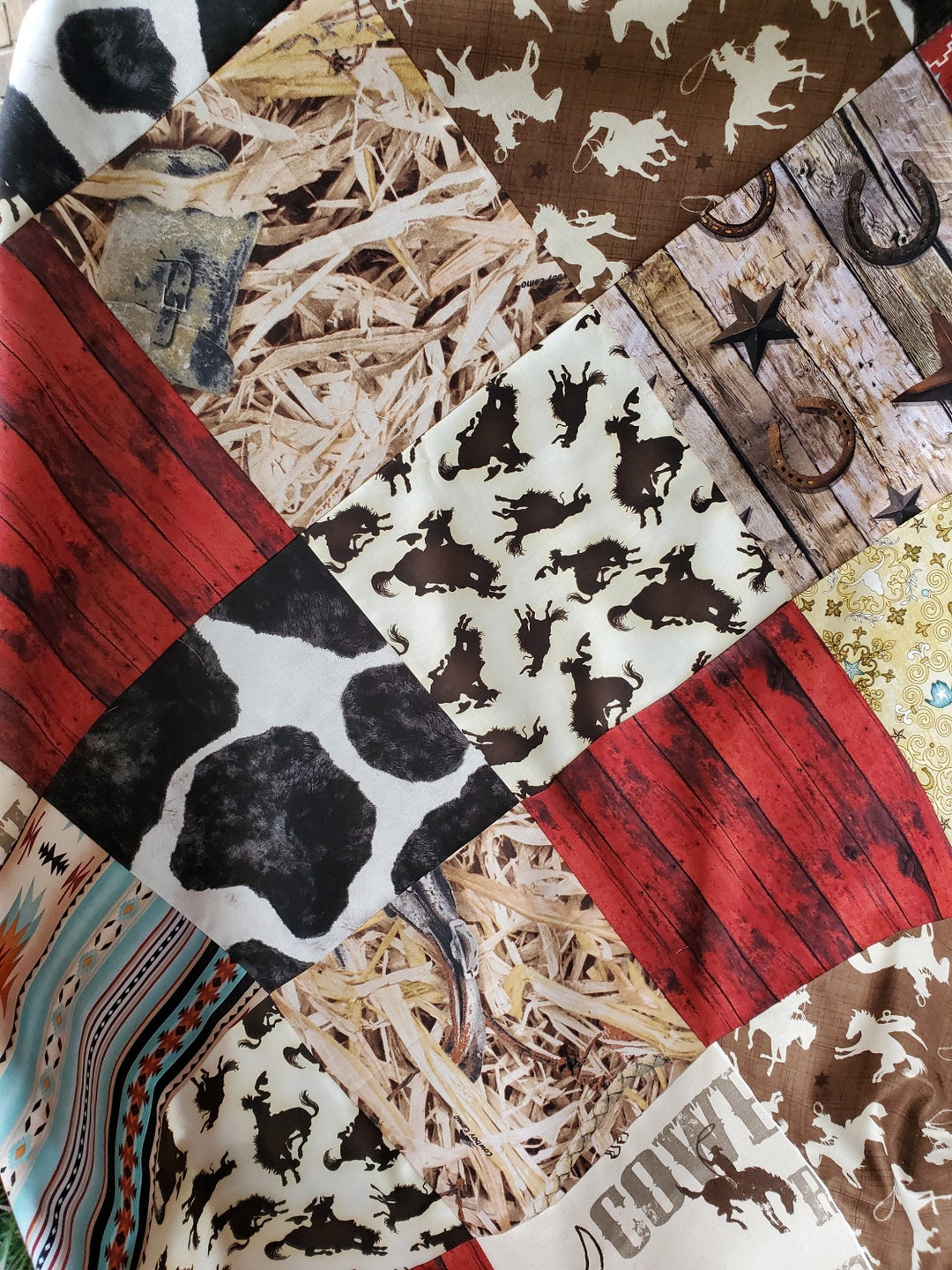 Rustic Charm: Handmade Patchwork Western Baby Quilt for Cozy Cuddles ...