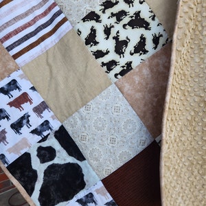 Personalized Cow Print Quilt, Boho Cow Quilt, Farm Quilt, Handmade Farm ...