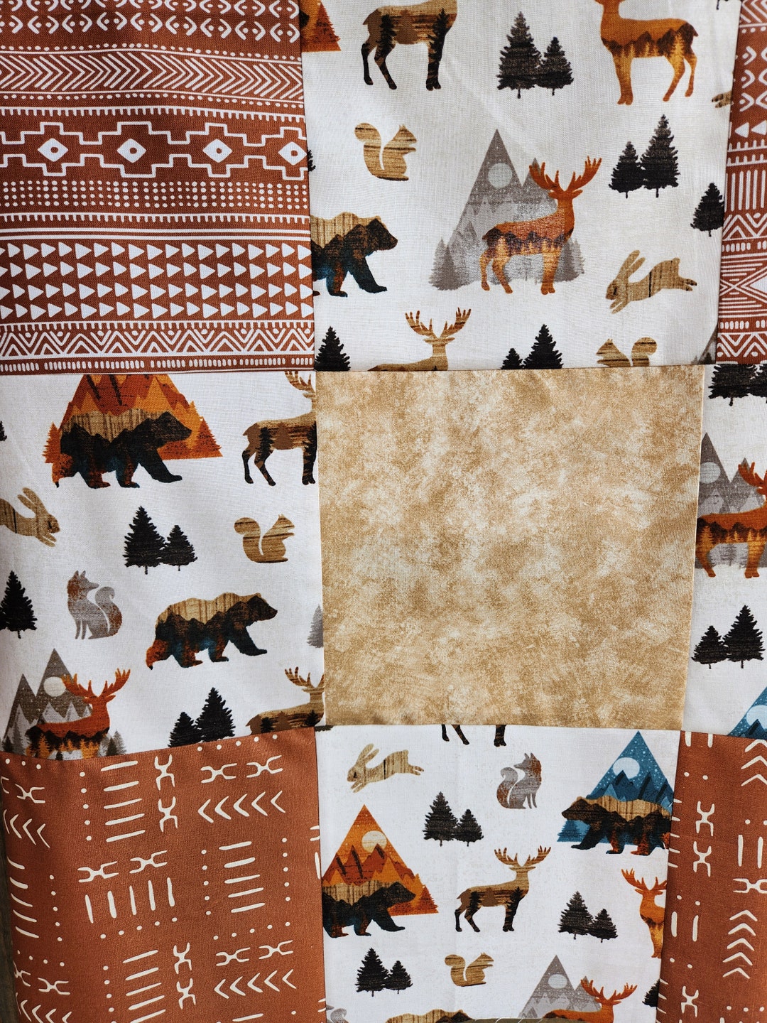 Earth-inspired Rustic Baby Quilt Handmade Woodland Quilt Nursery ...