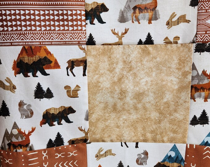 Earth-inspired Rustic Baby Quilt Handmade Woodland Quilt Nursery ...