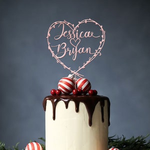 Couples' Name Rose Gold Cake Toppers for Wedding - God Bless Cake ...