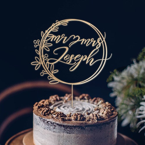 Laser Cut Rose Gold Wedding Cake Topper/custom Wedding Cake | Etsy