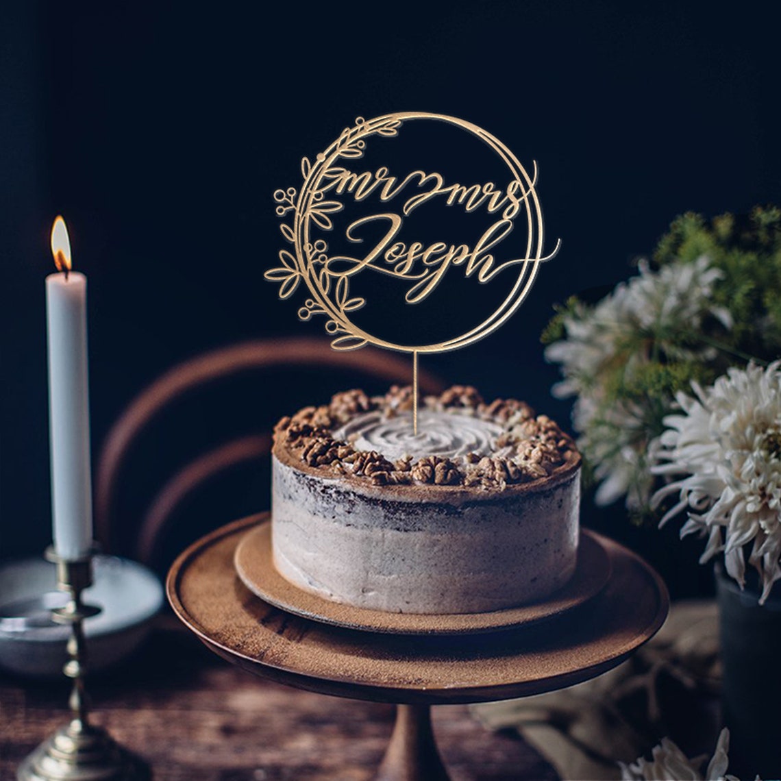 Rustic Mr and Mrs Cake Toppers Gold Cake Topper Personalized - Etsy