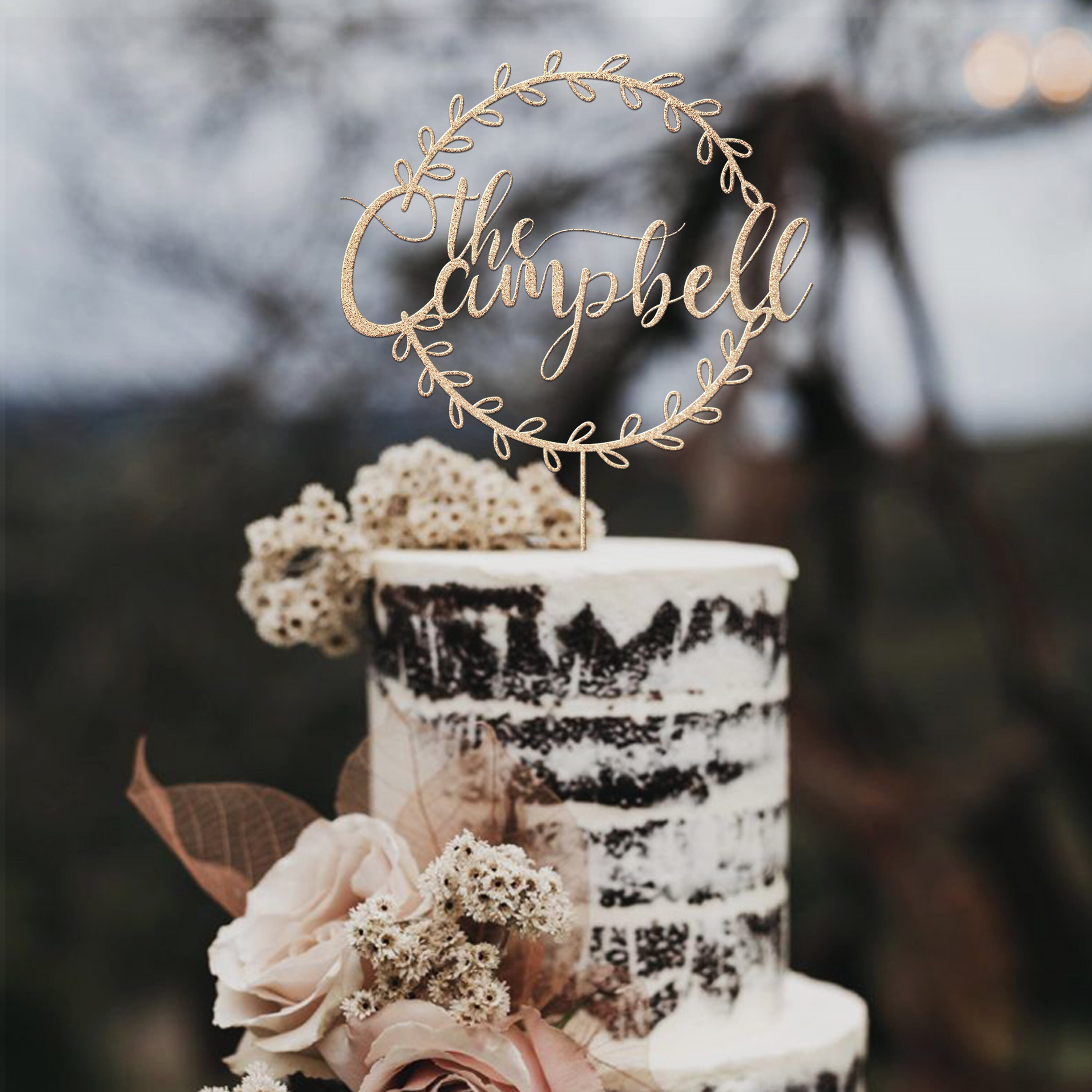 Rustic Cake Toppers for Wedding Name topper Custom Cake | Etsy