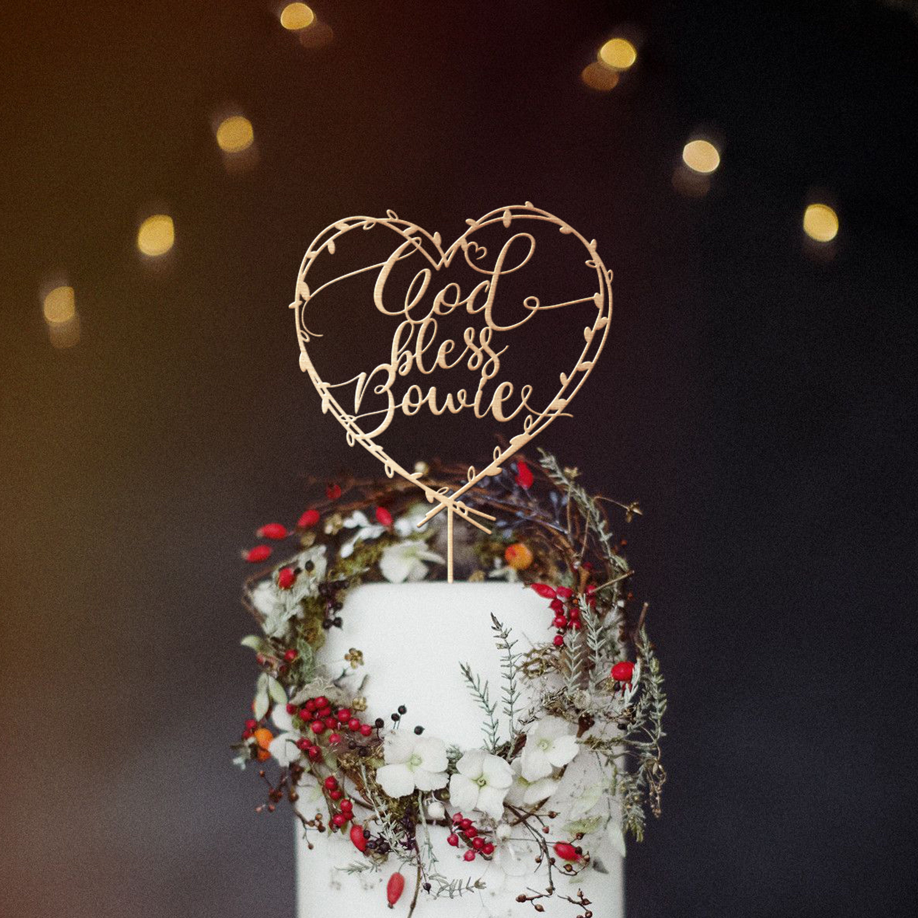 Couples' Name Rose Gold Cake Toppers for Wedding - God Bless Cake ...