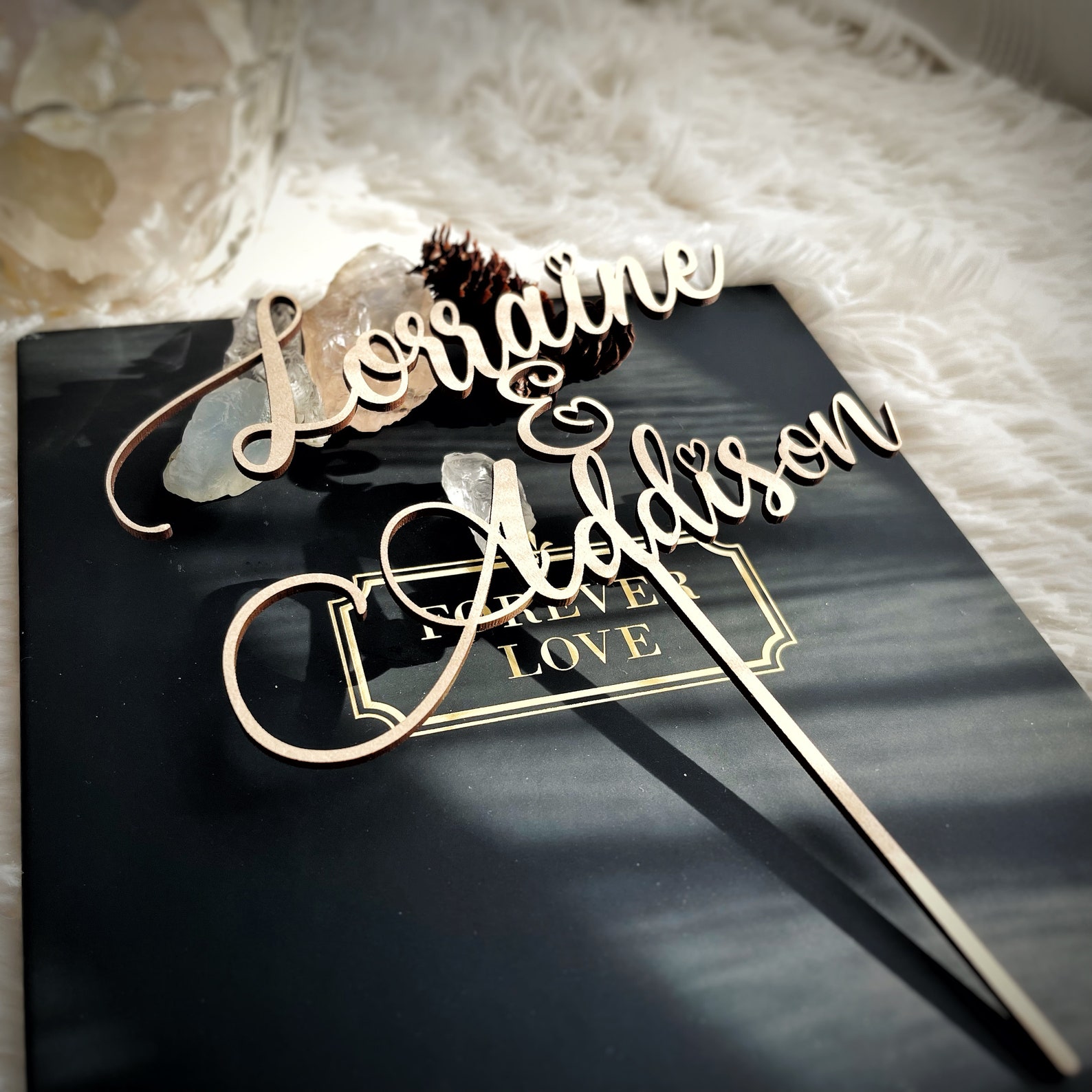 Silver Couples' Name Cake Toppers for Wedding Wood Made - Etsy